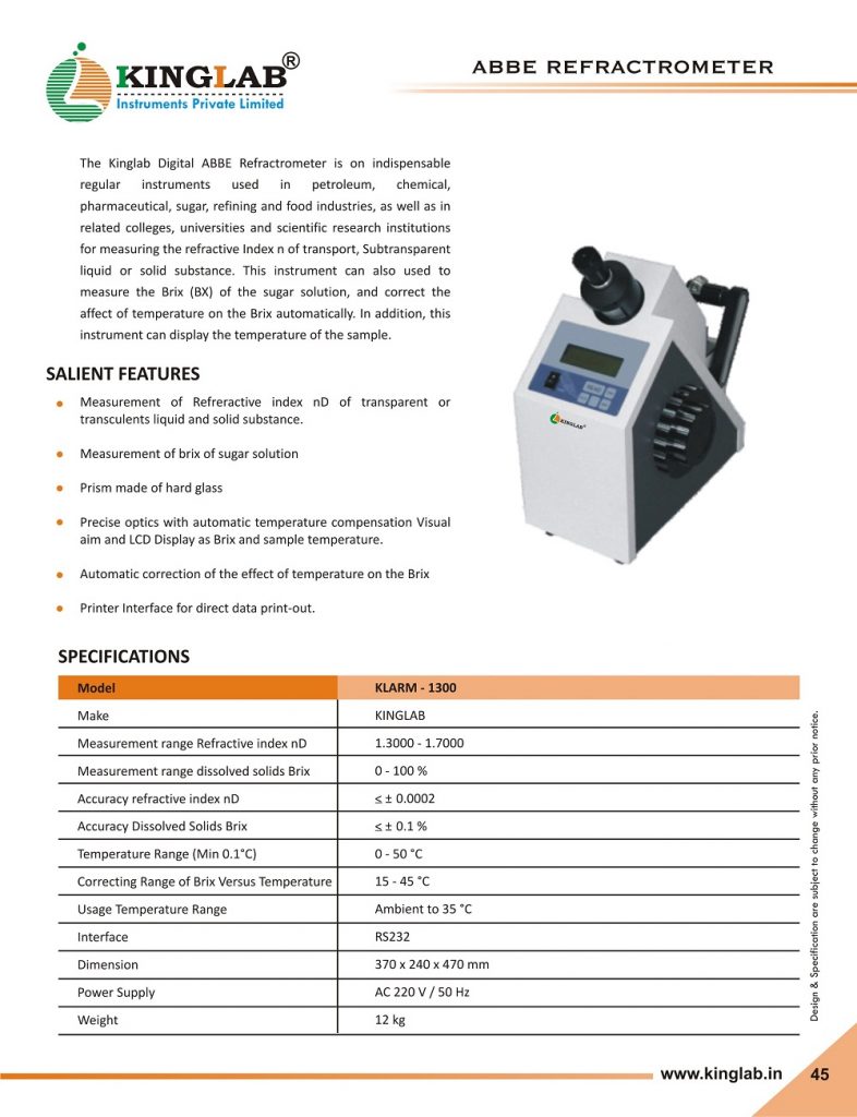 Digital ABBE Refractometer - KINGLAB INSTRUMENTS PVT LTD
