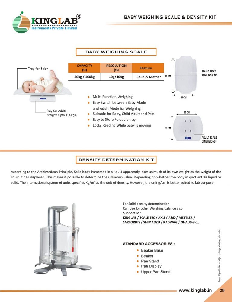 Baby Weighing Scale & Density Kit - KINGLAB INSTRUMENTS PVT LTD