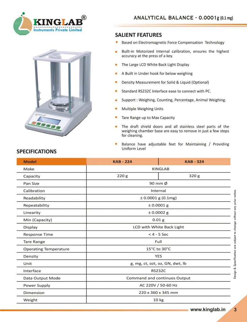 Analytical Balance - KINGLAB INSTRUMENTS PVT LTD