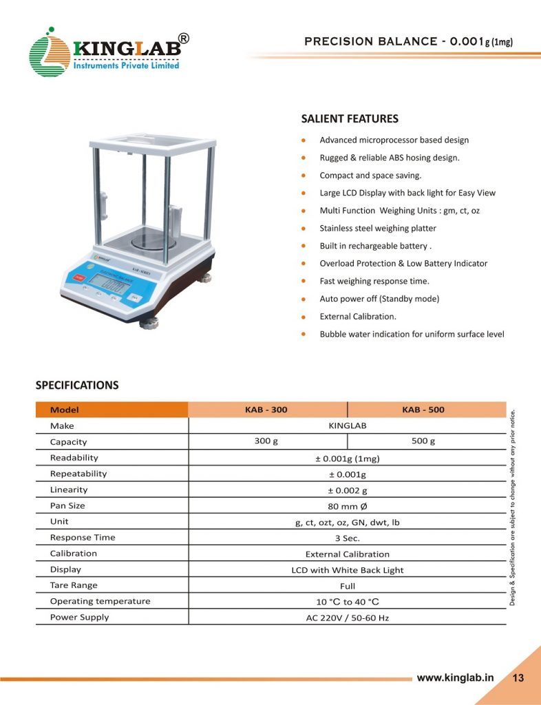 Precision Balance - KINGLAB INSTRUMENTS PVT LTD