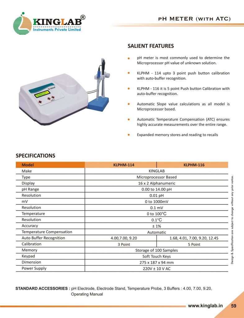 pH METER (with ATC) - KINGLAB INSTRUMENTS PVT LTD